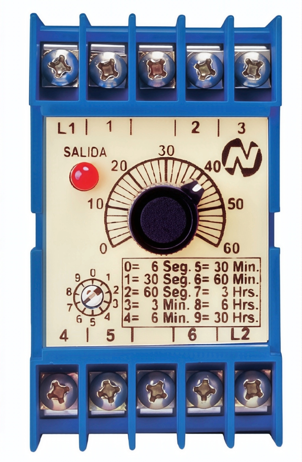 RT-5 Relevador de Tiempo Riel DIN, 5 rangos 0.1 seg-6 hr.120V/220V