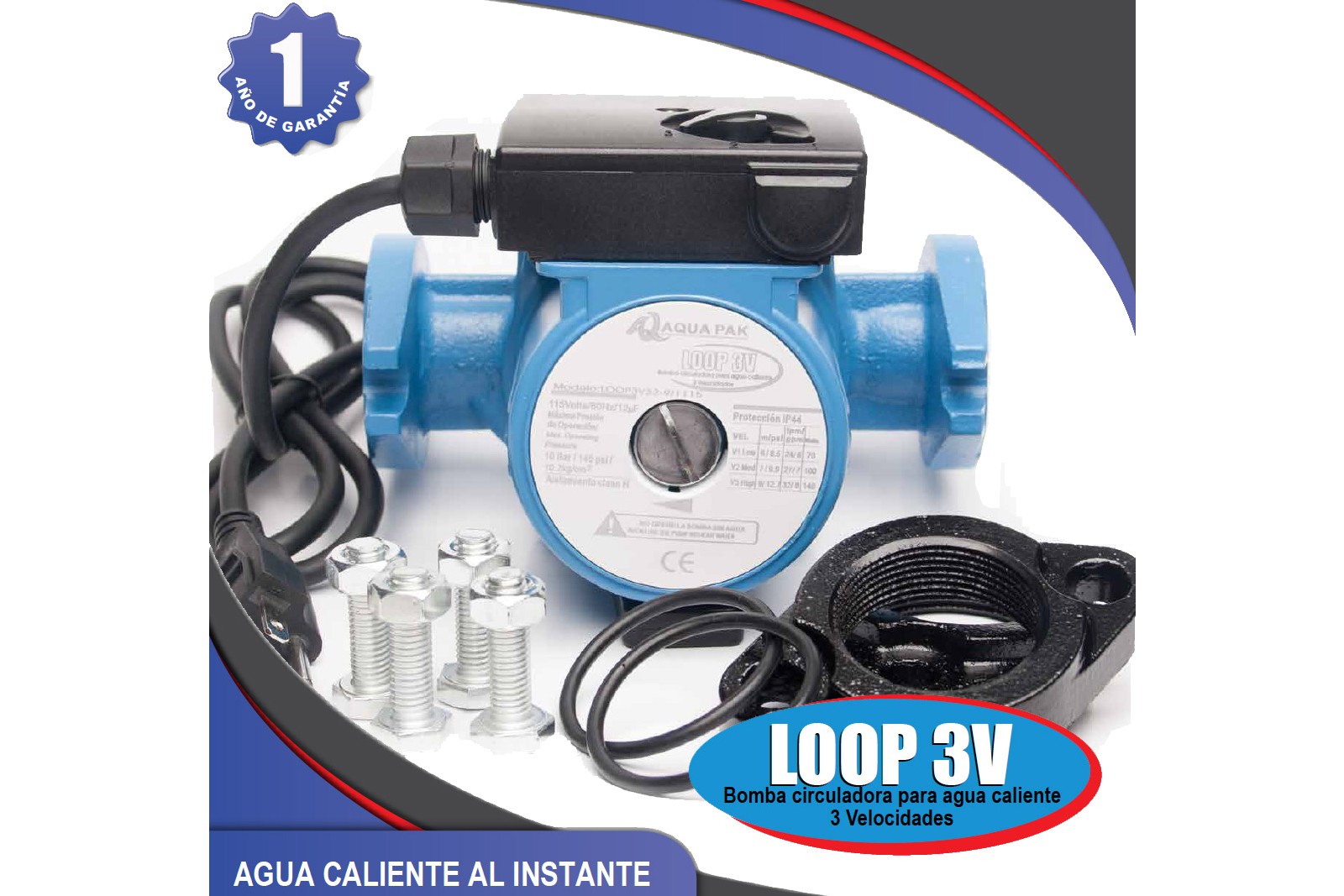 BOMBA CIRCULADORA DE AGUA CALIENTE DE 3 VELOCIDADES LOOP3V